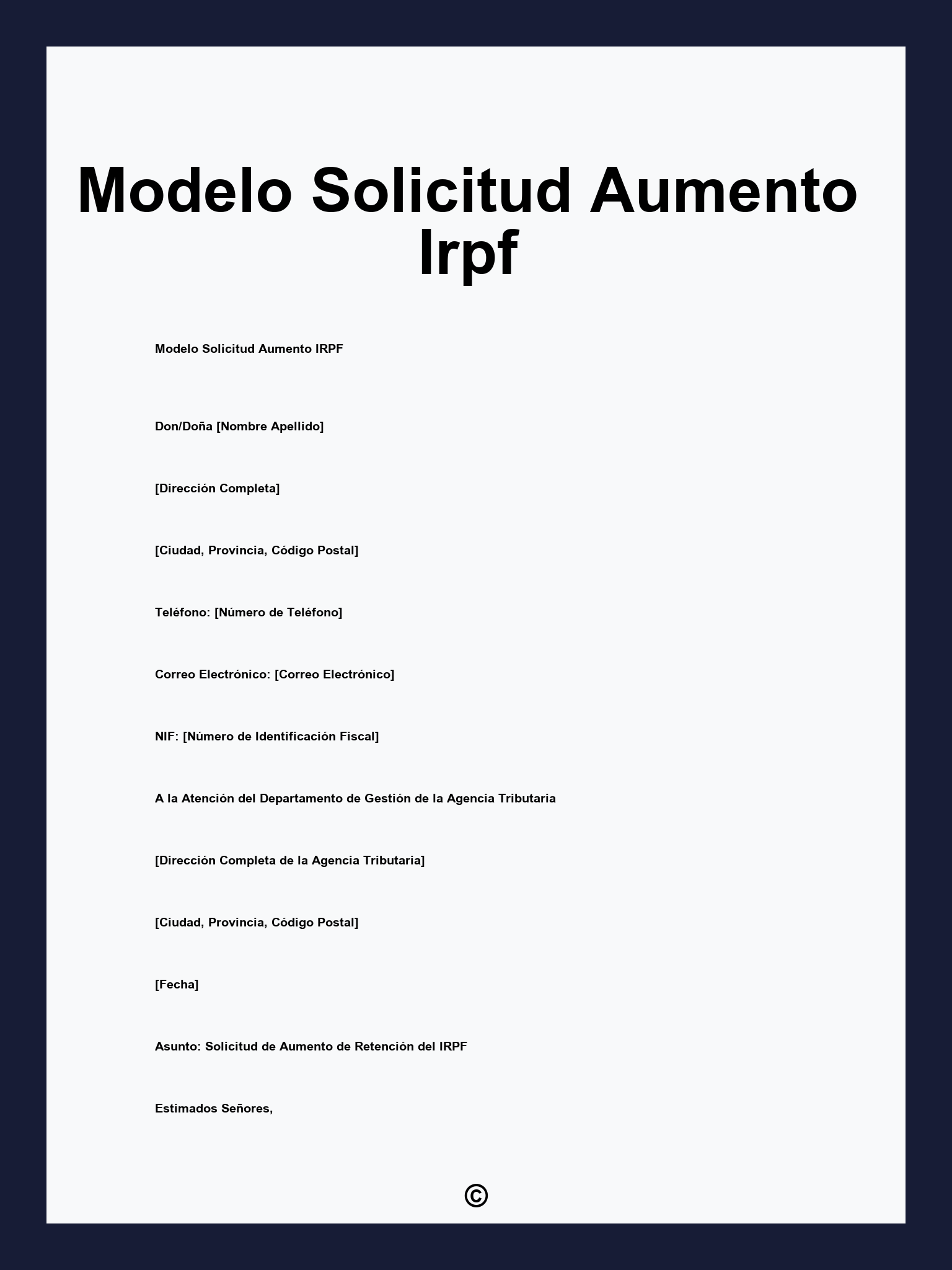 Modelo Solicitud Aumento Irpf